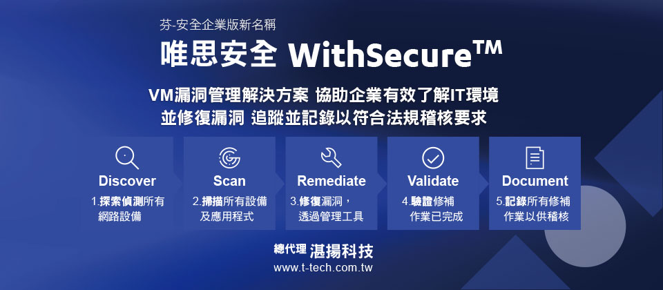 WithSecure™ 唯思安全VM漏洞管理解決方案 協助企業有效了解IT環境並修復漏洞 追蹤並記錄以符合法規稽核要求 | iThome