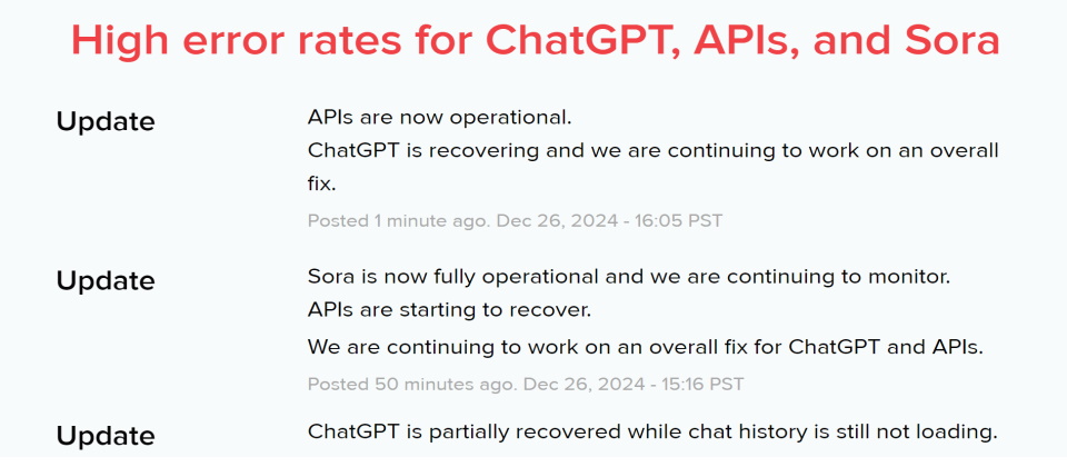 ChatGPT、Sora斷線4小時，本月第二次 | iThome