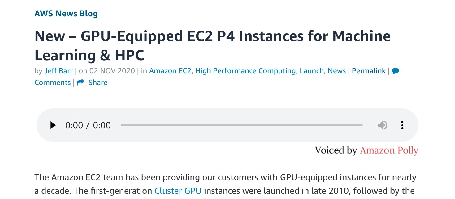 AWS發表搭載Nvidia A100 GPU的P4執行個體 | iThome
