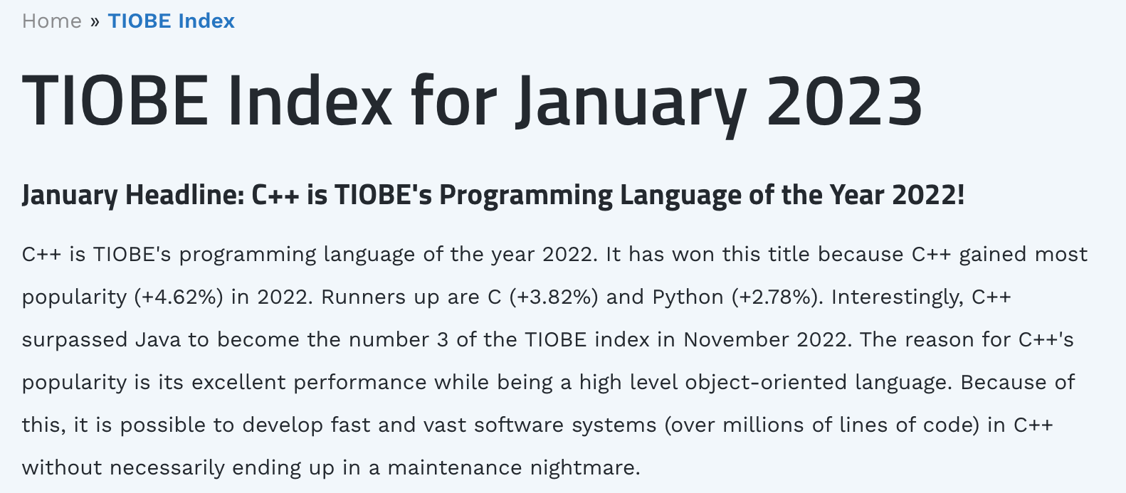 C++獲得2022 Tiobe年度程式語言獎 | iThome