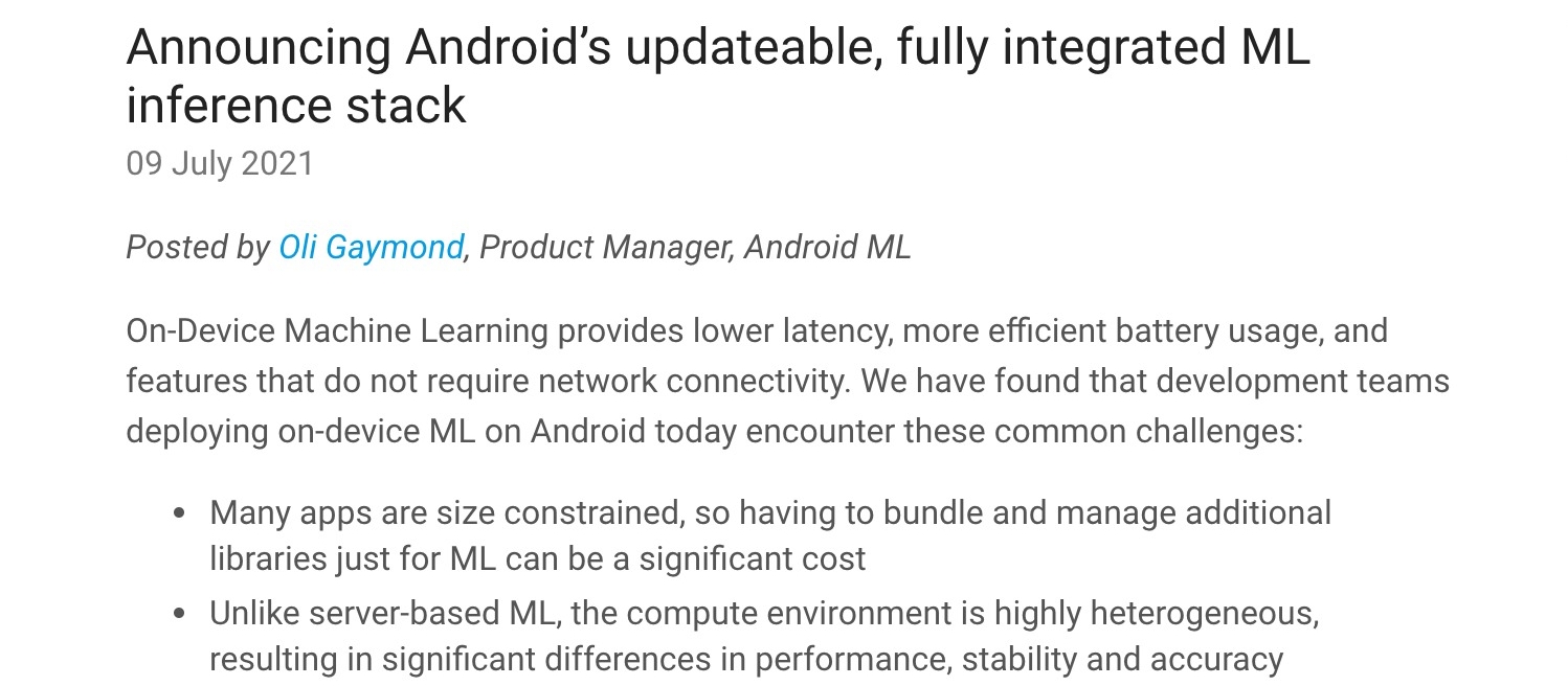Google推出Android ML平臺，可減少機器學習App大小 | iThome
