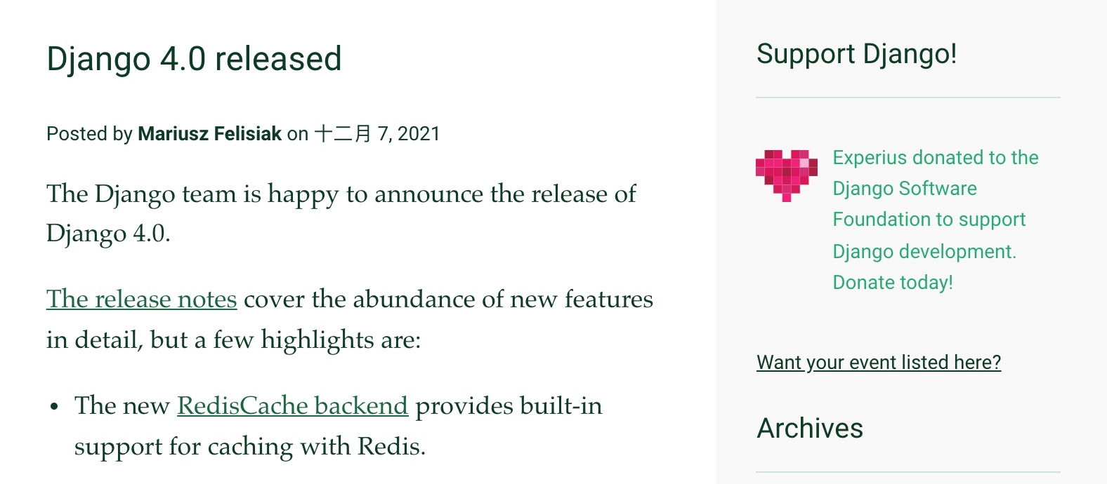 Django 4.0新增支援Redis快取後端，還改變預設時區實作 | iThome
