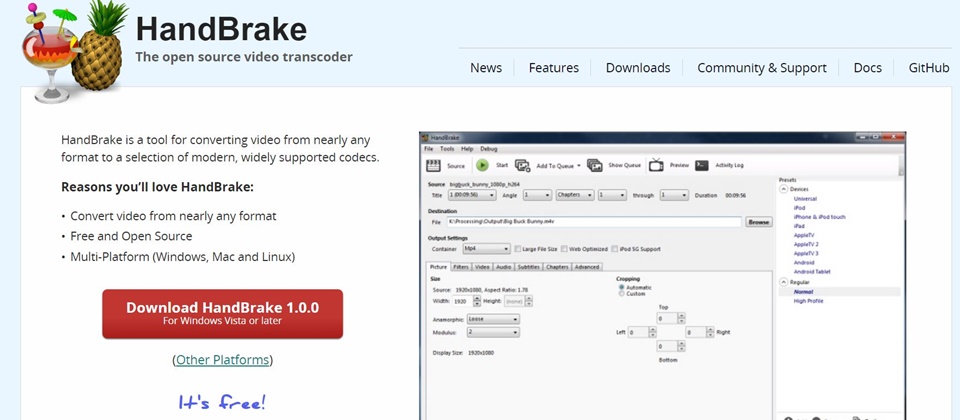 經過13年漫長測試期，知名開源影片轉碼工具HandBrake 1.0正式版出爐了 | iThome