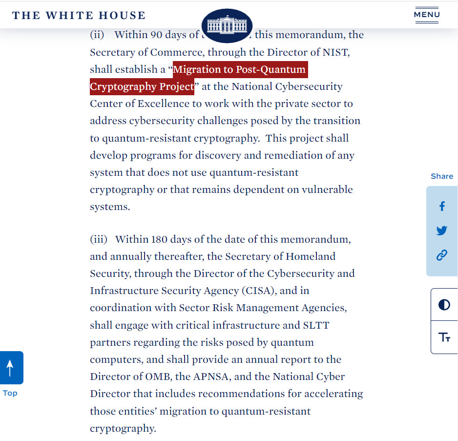 美政府將全力發展量子資訊科學，並開始要求當地政府機構系統遷徙至PQC系統 | iThome