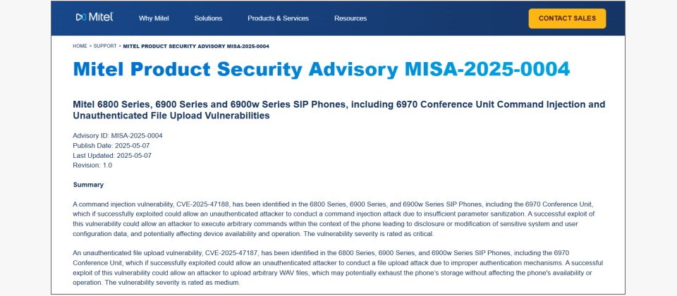 Mitel網路電話存在重大漏洞，恐被用於命令注入攻擊 | iThome