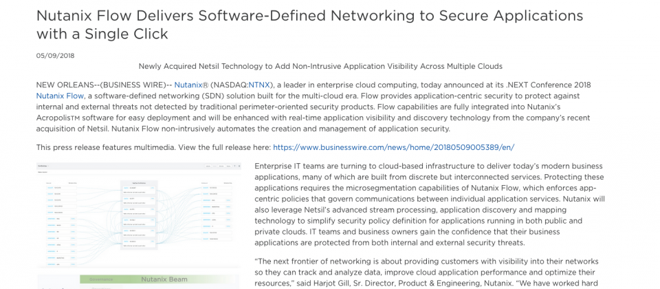 Nutanix加強SDN產品布局推出Nutanix Flow | iThome