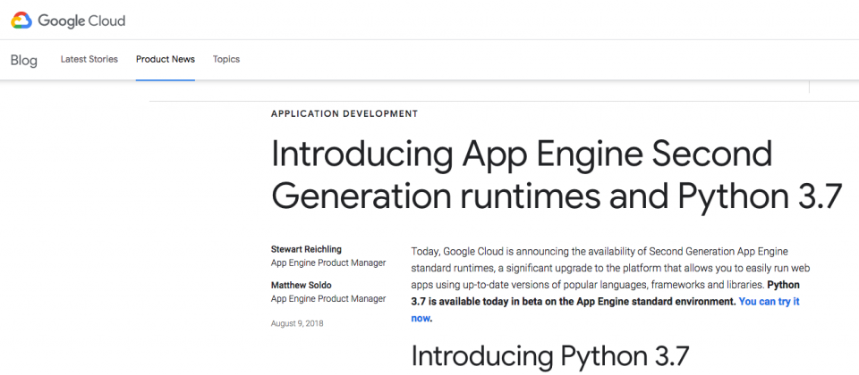 Google App Engine更新Runtime，可支援Python 3.7版 | iThome